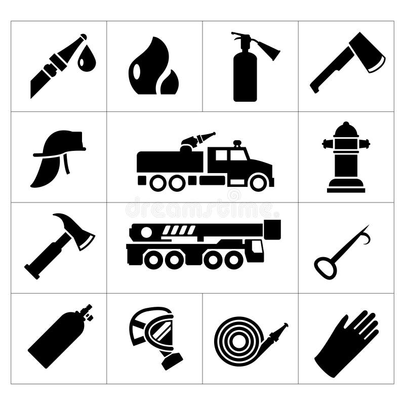 Fire Safety Icons Set. Fire Emergency Icons Set. Vector Signs Stock ...