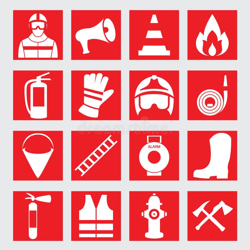 Set Icons of Firefighting Equipment Illustration Stock Illustration ...