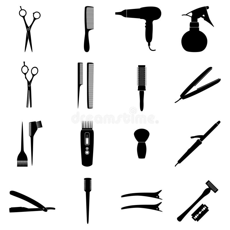 Set of Icons of Hairdresser Tools, Vector Illustration Stock Vector ... Set of Icons of Hairdresser Tools, Vector Illustration Stock Vector ...