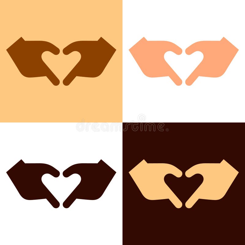 Set Icons with Hand Gestures in Various Color Skin Stock Illustration ...