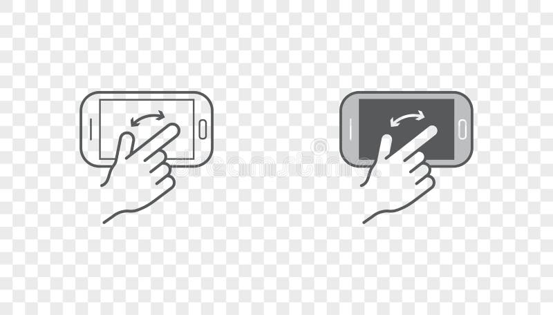 Set of Icons with Hands Holding Smart Device with Gestures Stock Vector ...