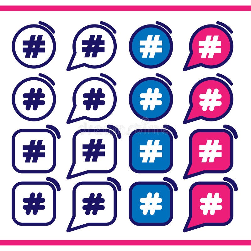 Set of Icons with Hashtag Symbol for Your Design. Stock Illustration ...
