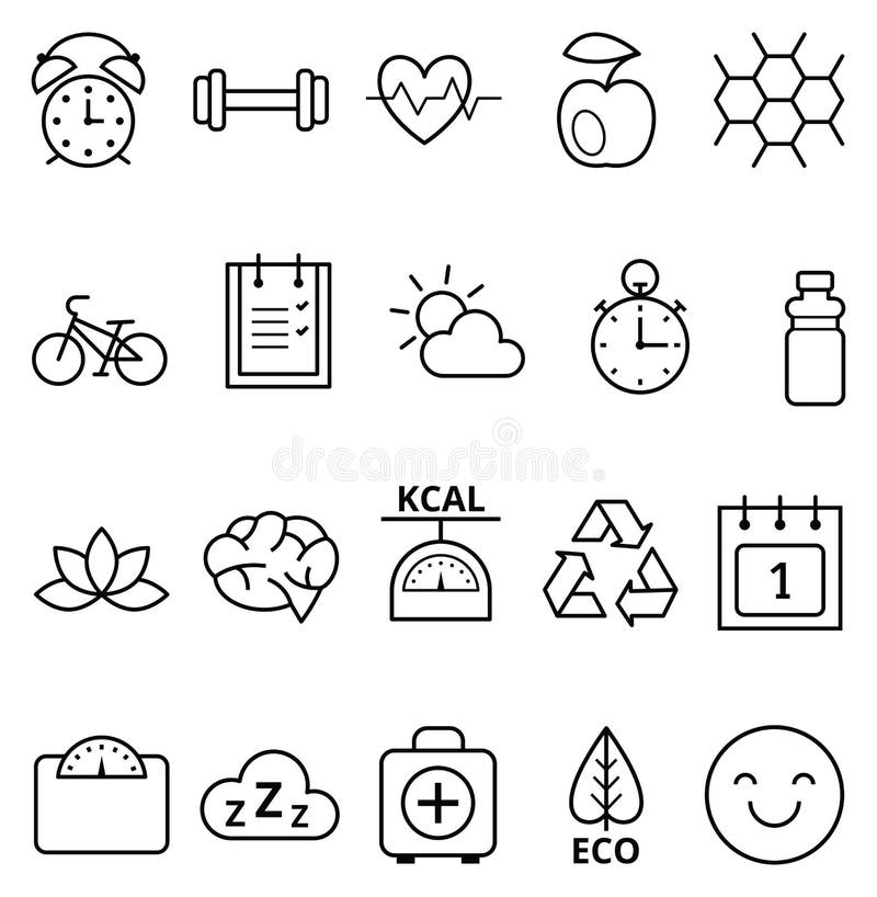 Set of Icons Healthy Ecological Lifestyle Stock Vector - Illustration ...
