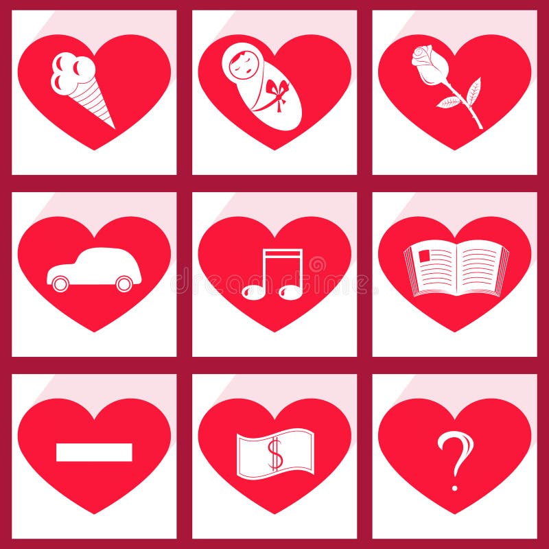 Set of icons heart stock vector. Illustration of card - 47858271