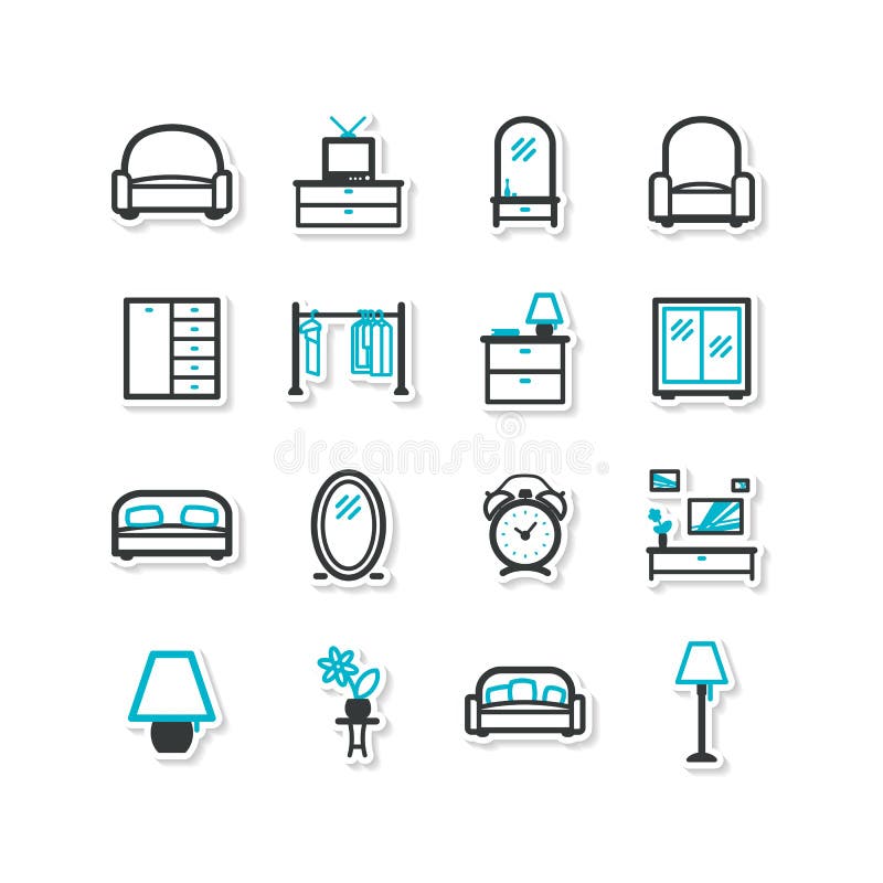Set of Icons - a Home Interior, Drawing Room. Stock Vector ...