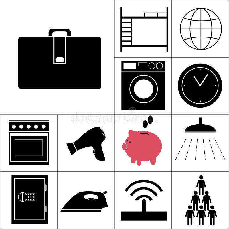 Set of Icons Hostel.vector Illustration Stock Vector - Illustration of ...