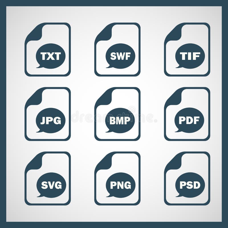 Set of Icons Indicating the Digital Formats Stock Vector - Illustration ...