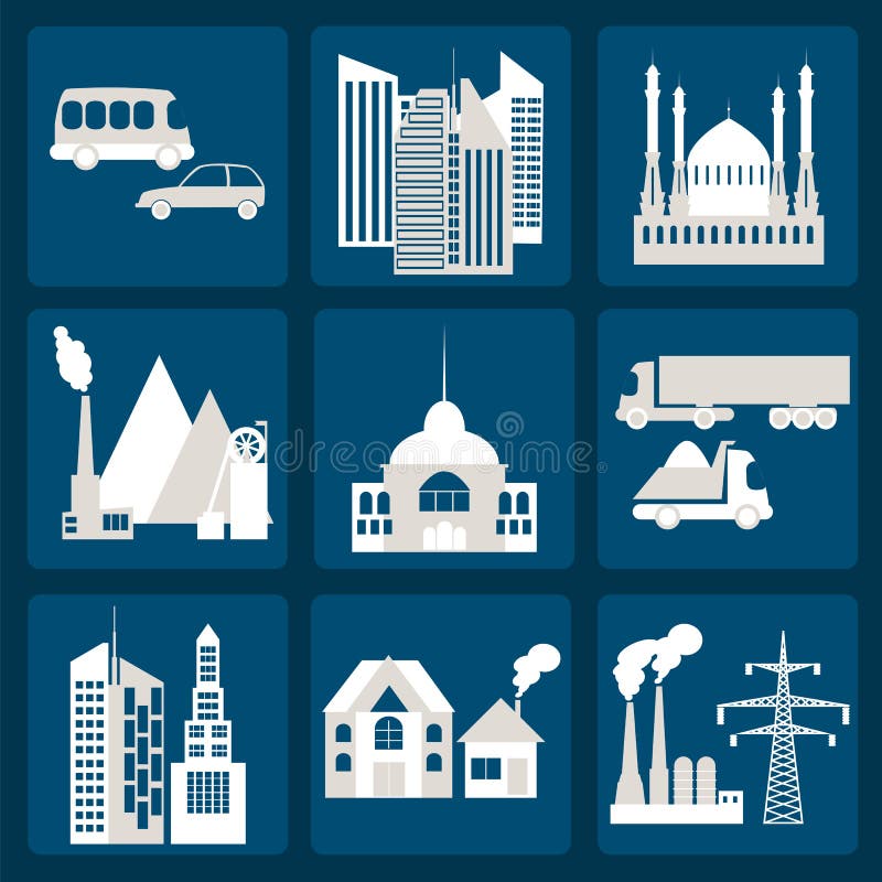 Set of Icons Infrastructure City Stock Vector - Illustration of diagram ...