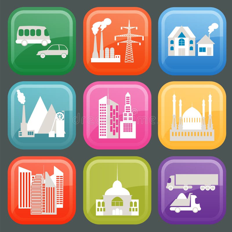 Set of Icons Infrastructure City Stock Vector - Illustration of home ...