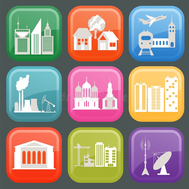 Set of Icons Infrastructure City Stock Vector - Illustration of diagram ...