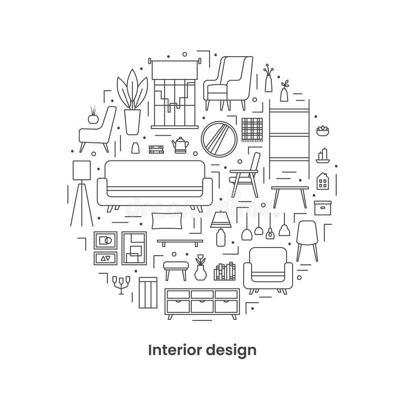 Set Icons, Interior Design Concept. Icons Arranged in the Shape of a ...