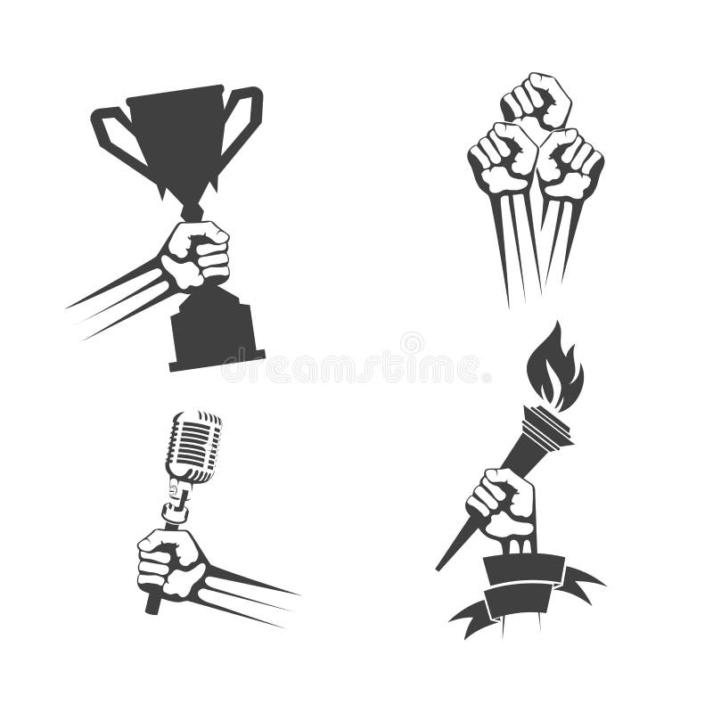 Set of Icons of Items in Hand Stock Vector - Illustration of torch ...