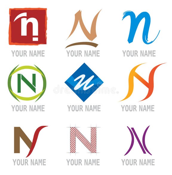 Set of Icons and Logo Elements Letter N Stock Vector - Illustration of ...