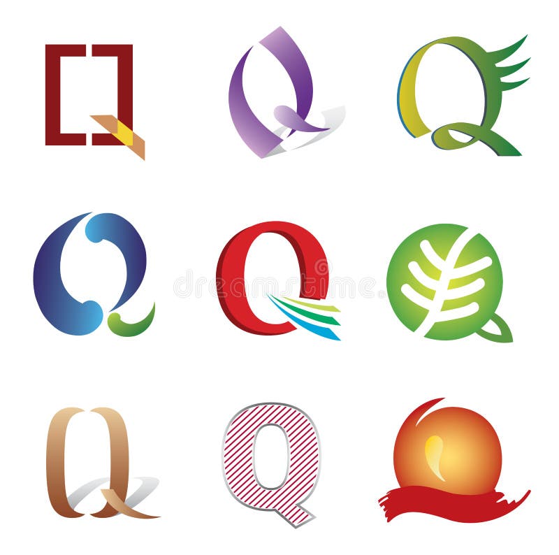 Set of Icons and Logo Elements Letter Q Stock Vector - Illustration of ...