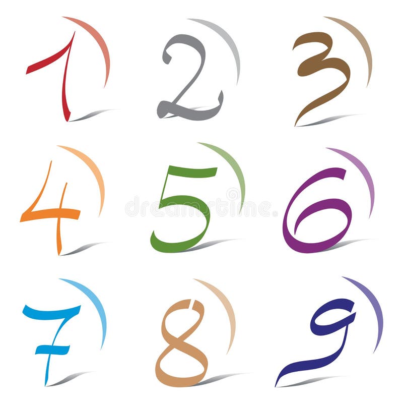 Set of Icons and Logo Elements Numbers Digits 1 To 9 Stock Vector ...