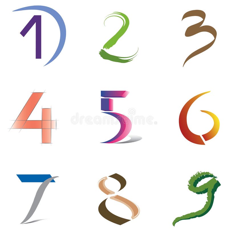 Set of Icons and Logo Elements Numbers Digits 1 To 9 Stock Vector ...