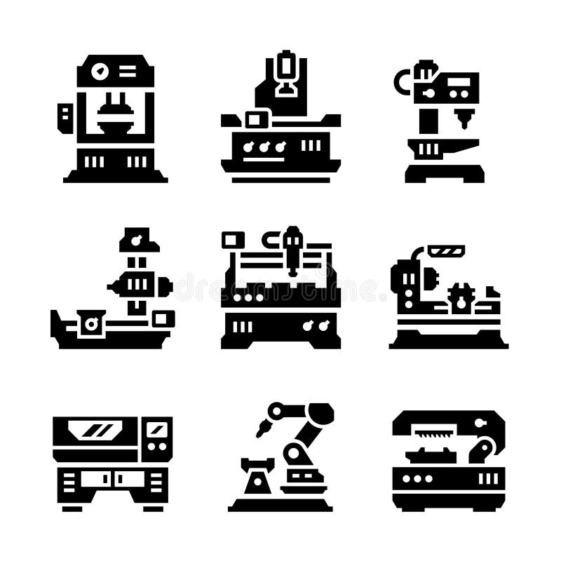 Set icons of machine tool stock vector. Illustration of lathe - 60661916