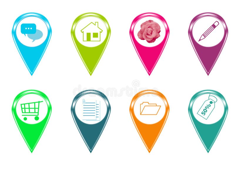 Icons for markers on maps stock illustration. Illustration of isolated ...