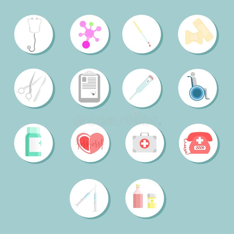 Set of Icons on a Medical Theme. Stock Illustration - Illustration of ...