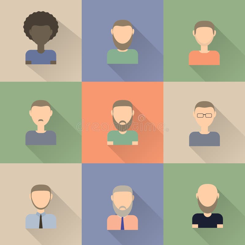Set of Icons of Men in Flat Style Stock Vector - Illustration of ...