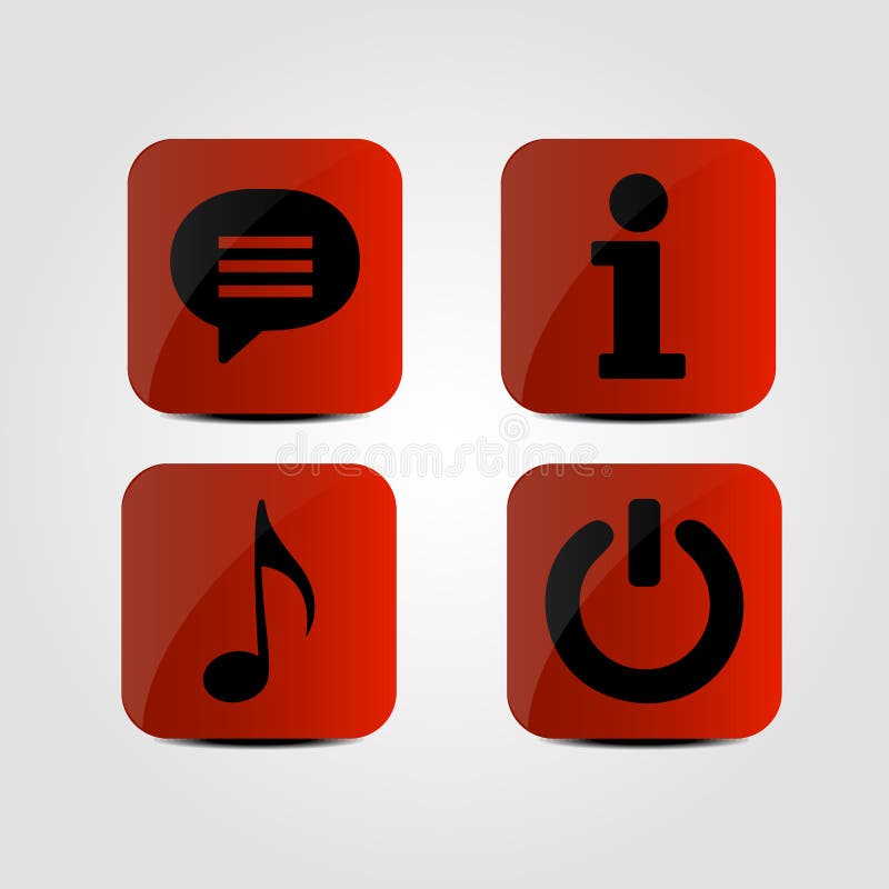 Set of Icons - Message, Music Note, Info and Power Icons Stock Vector ...