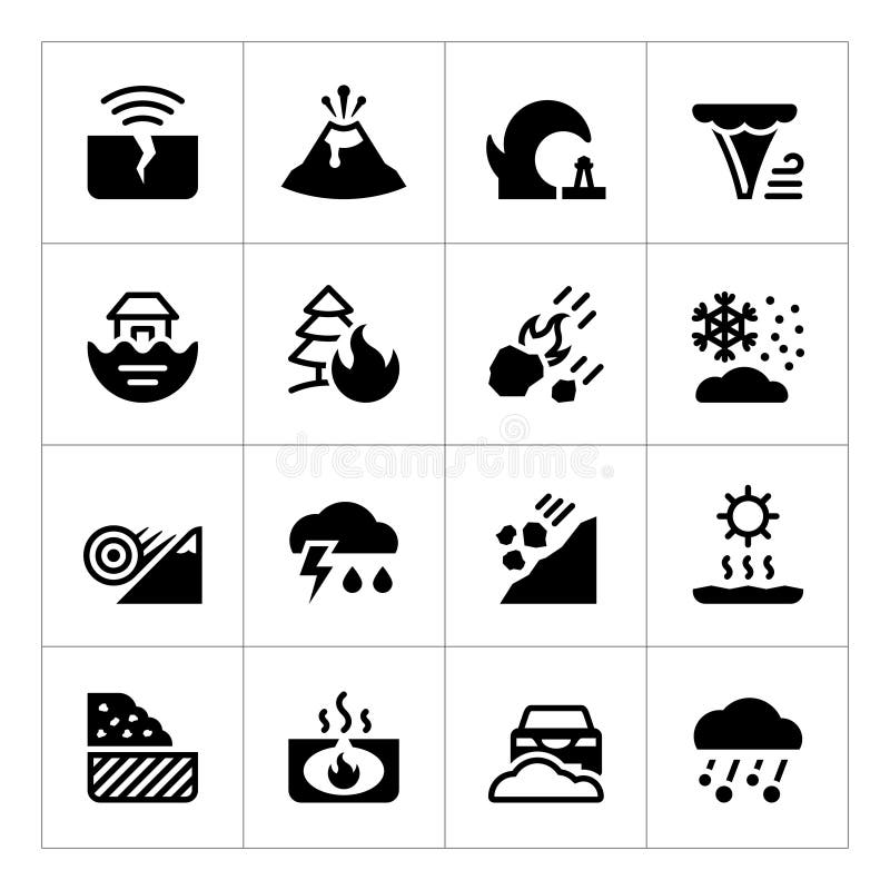 Set Icons of Natural Disaster Stock Vector - Illustration of danger ...