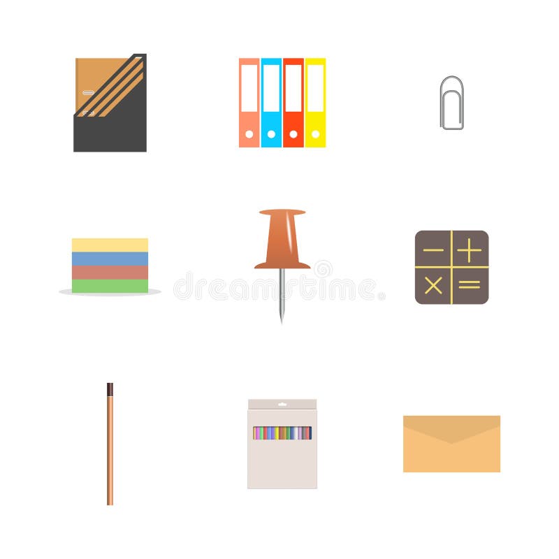 Set of Icons Office and School, Vector Illustration Stock Vector ...