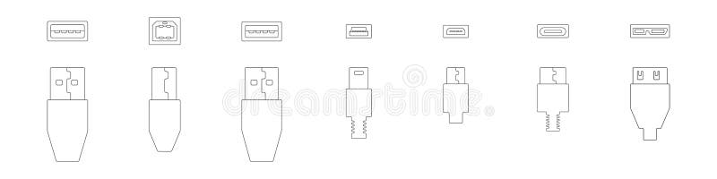 Usb Icons Set of Different Vector Connectors. a Set of Icons of ...