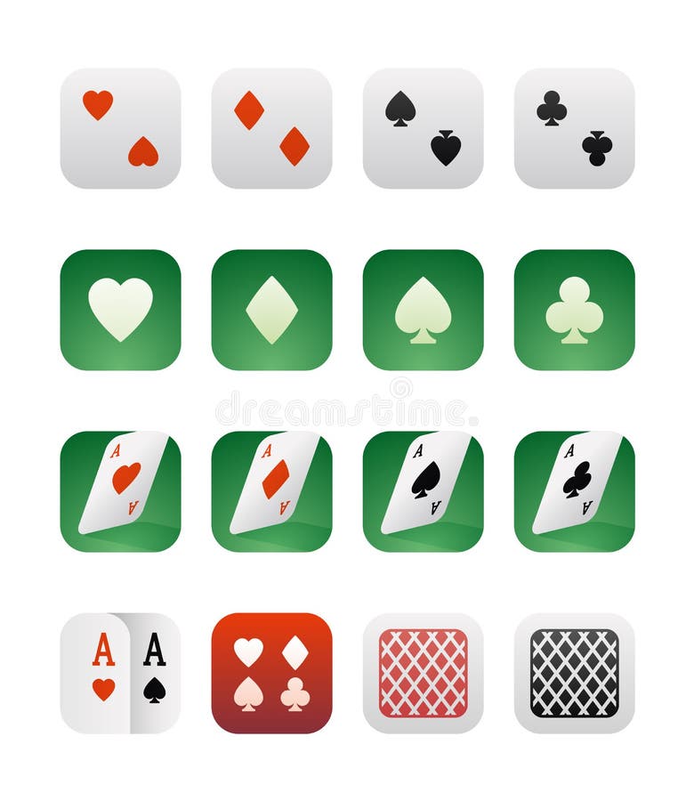 Set of Icons with Playing Cards Stock Vector - Illustration of club ...
