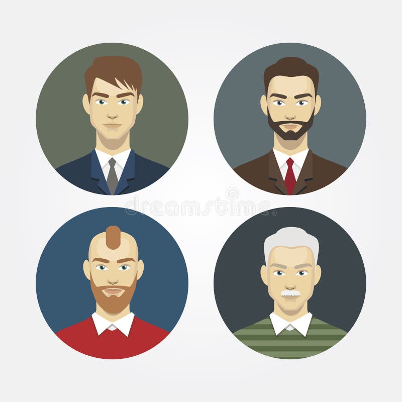 Set Icons Portraits of Men Closeup Stock Vector - Illustration of eyes ...