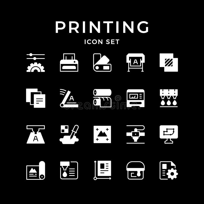 Set icons of printing stock vector. Illustration of overlay - 174577850