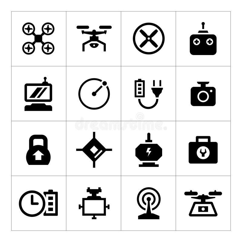 Set Flat Icons of Quadrocopter, Hexacopter, Multicopter and Drone Stock ...