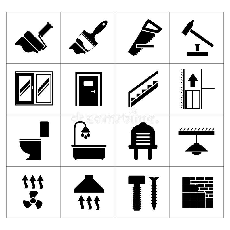 House repair icon set stock vector. Illustration of bulb - 36602380
