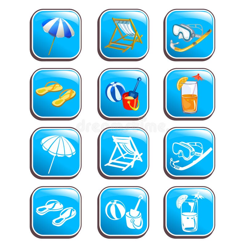 Set icons with rest stock illustration. Illustration of umbrella - 41020853