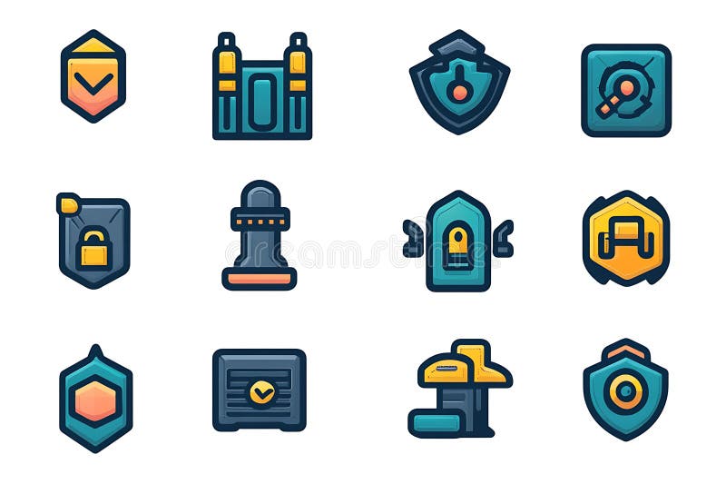 A Set of Icons for Security, Featuring a Minimalistic Flat Design with ...