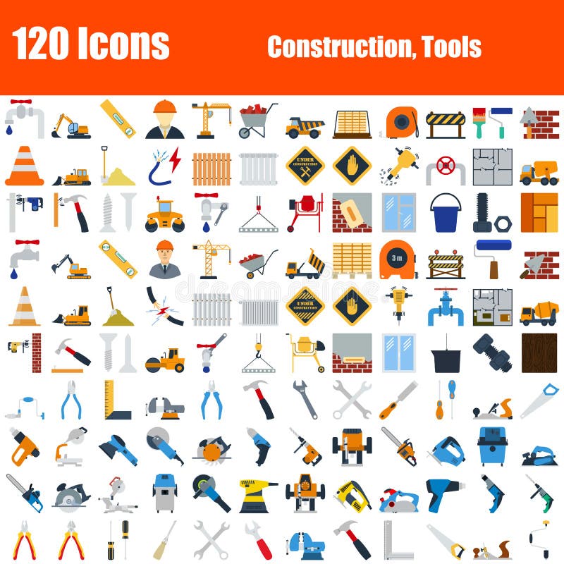 Set of construction icons stock vector. Illustration of construction ...