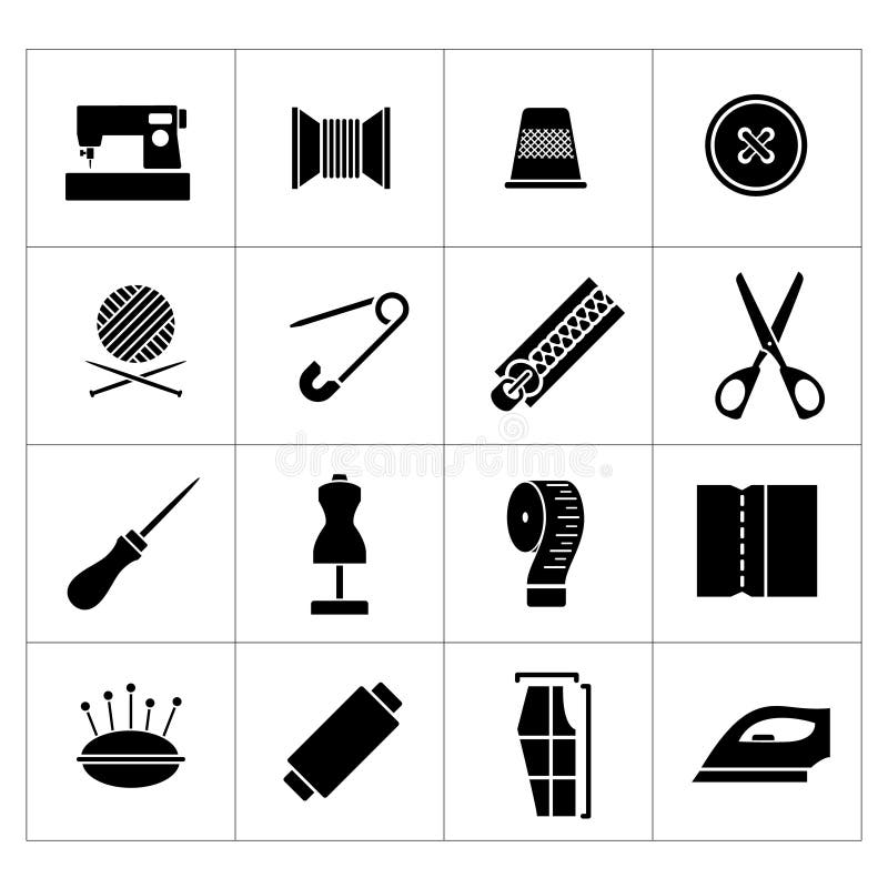 Set icons of sewing stock vector. Illustration of iron - 39750150