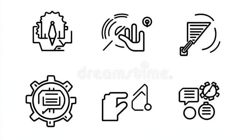 Set of 6 linear Icons stock illustration. Illustration of creativity ...