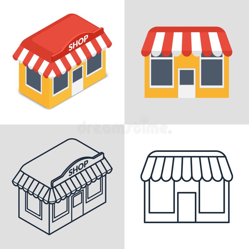 Set of Icons of a Small Shop Stock Vector - Illustration of ...