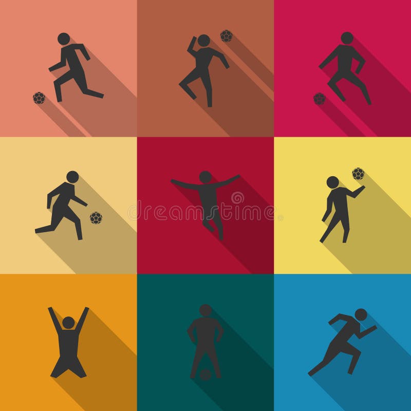 Set of Icons Soccer Players, Vector Illustration. Stock Vector ...