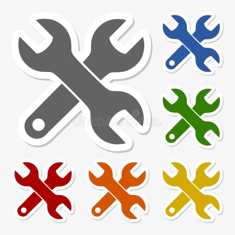 Set Icons Spanners Sticker Stock Illustrations – 6 Set Icons Spanners ...