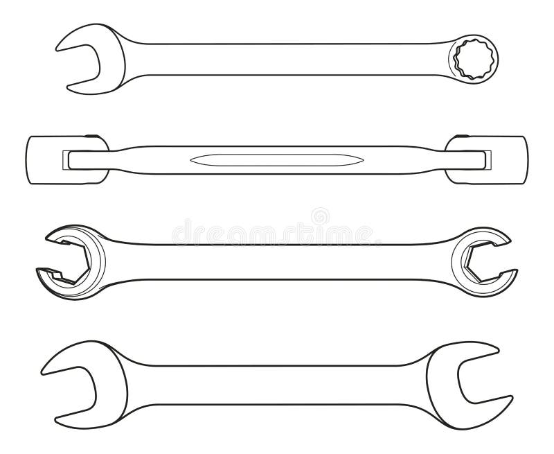 Set of Icons Spanners on White Background Stock Vector - Illustration ...