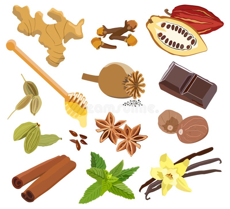 Spices Icon Set, Flat Style Stock Vector - Illustration of flat, cook ...