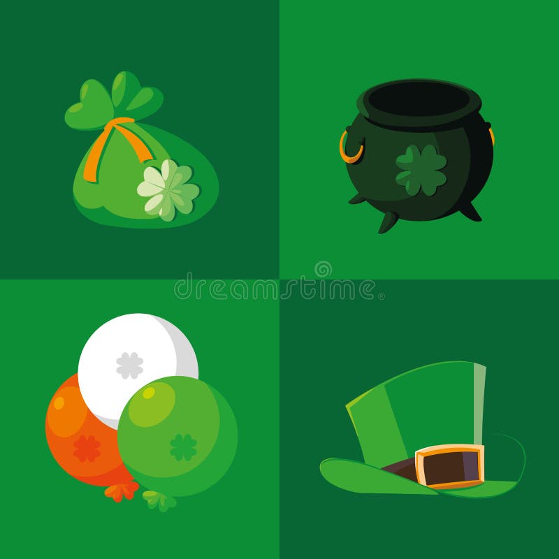 Happy St Patrick Day Scene Creator Set Vector Illustration Stock