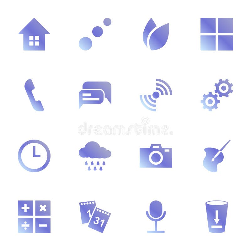Set of Icons for Standard Applications. Original Style in Blue. Vector ...