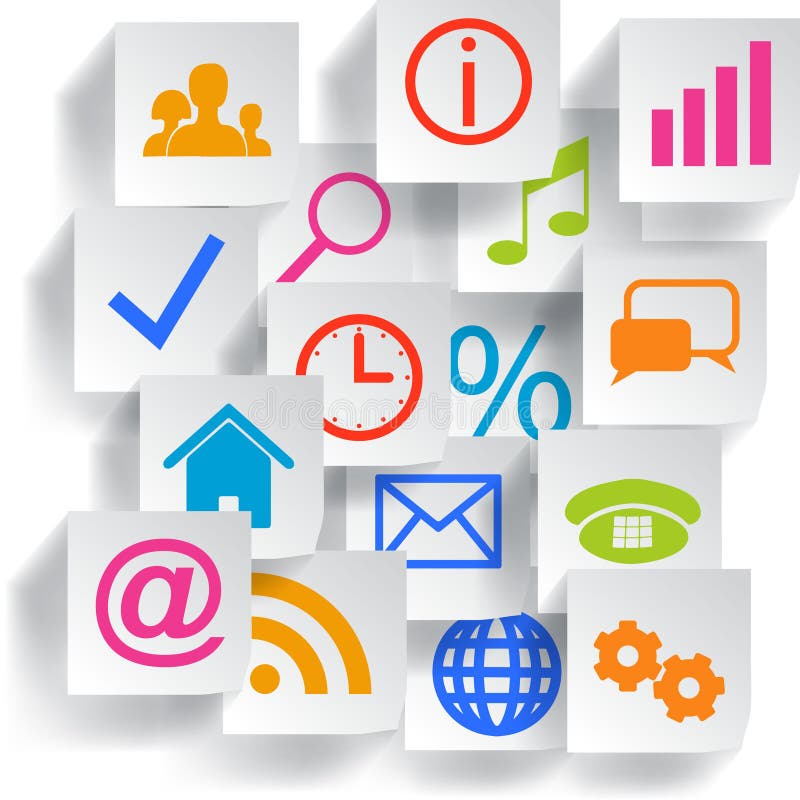 Set icons of stickers stock vector. Illustration of office - 27135717