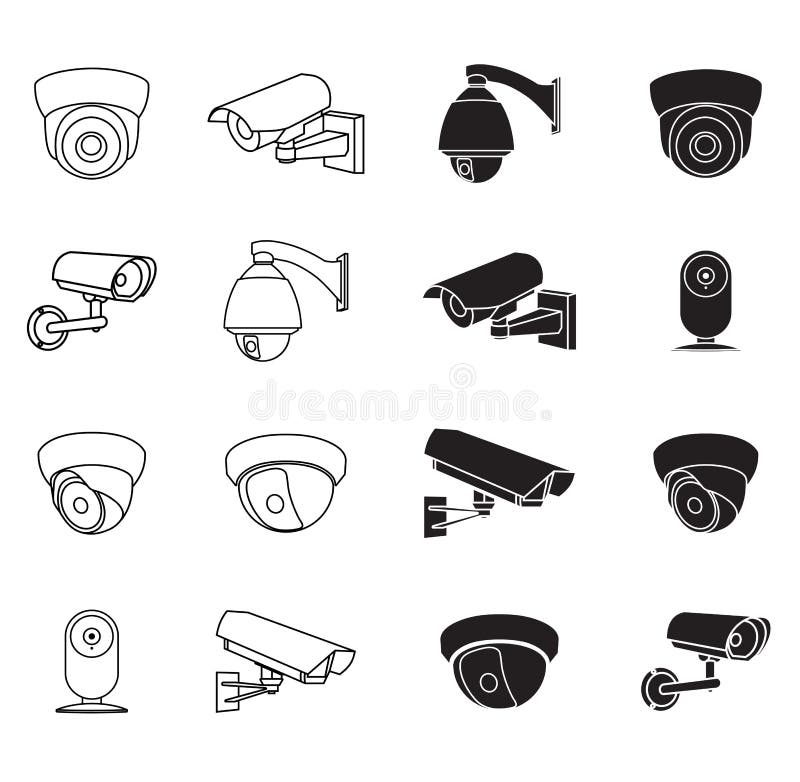 Set of Icons Surveillance Camera Stock Vector - Illustration of ...
