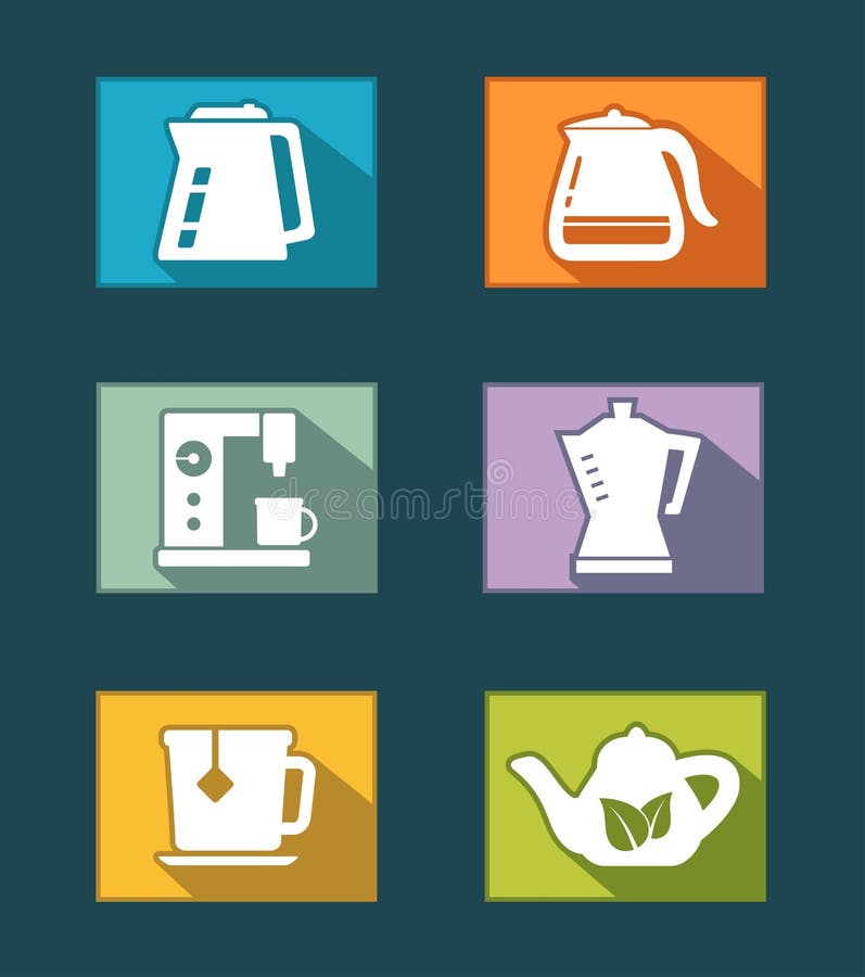 Set Icons for Tea and Coffee Stock Illustration - Illustration of ...