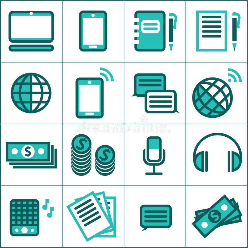 Set of Icons on the Theme of Business, Finance and Electronic Devices ...