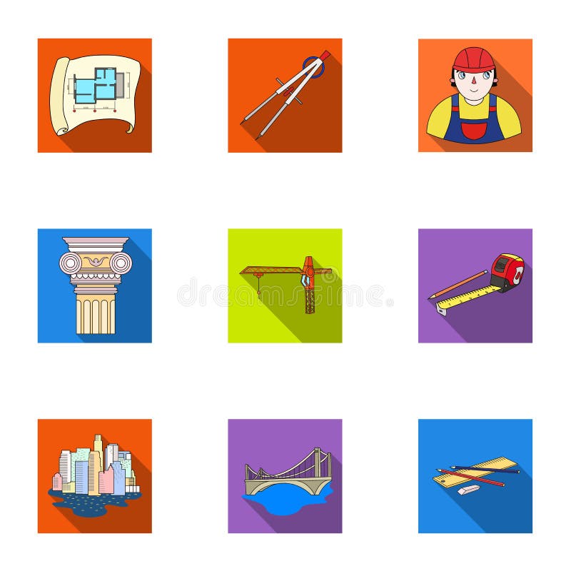 A Set of Icons on the Theme of Construction and Architects. Builders ...
